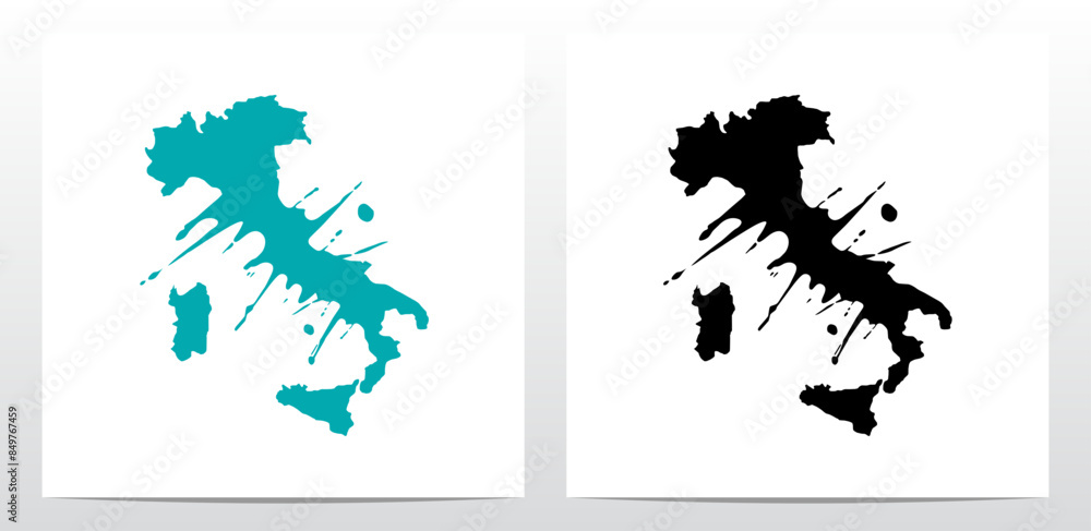Paint Color Splash Stylized Map Of Italy Stock Vector | Adobe Stock