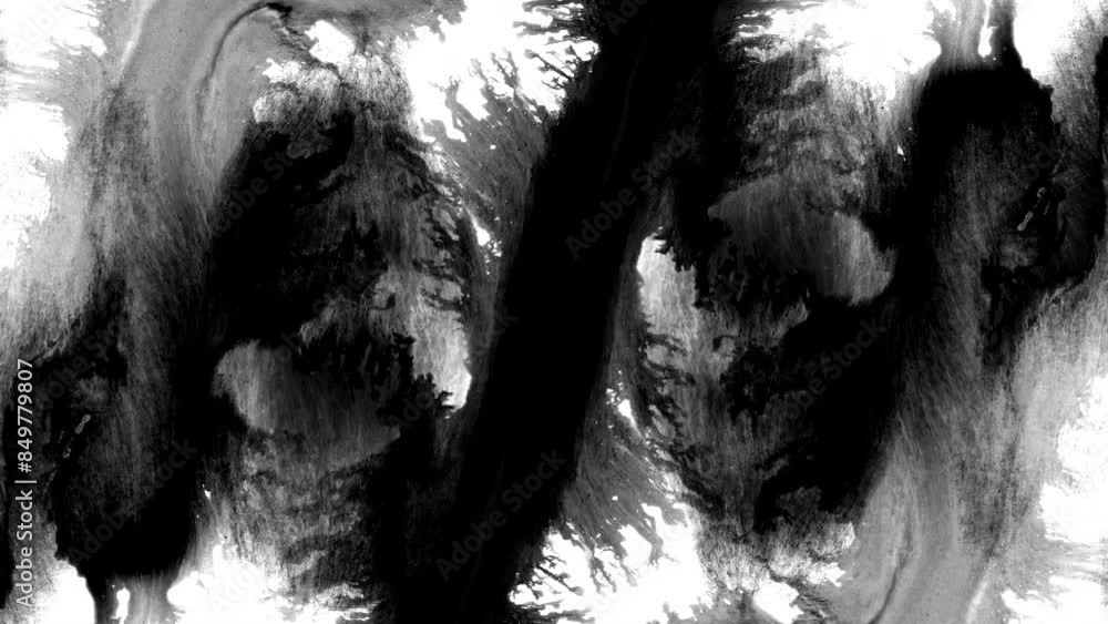 Black ink artistic flow splatter spots spills white paper beautiful ...
