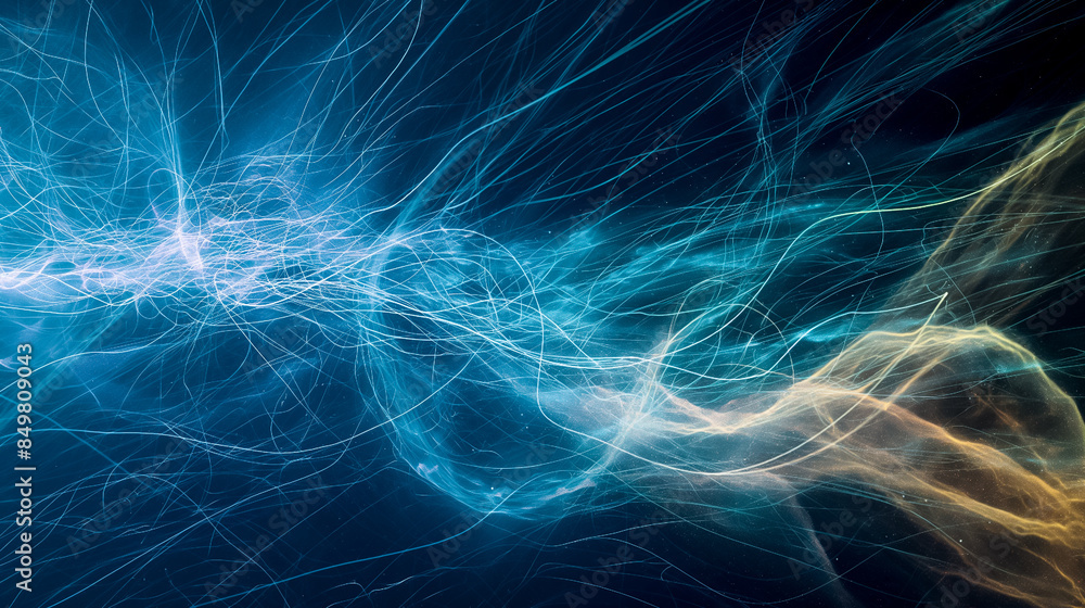 Dynamic Electric Blue and Golden Energy Waves - High-Resolution ...