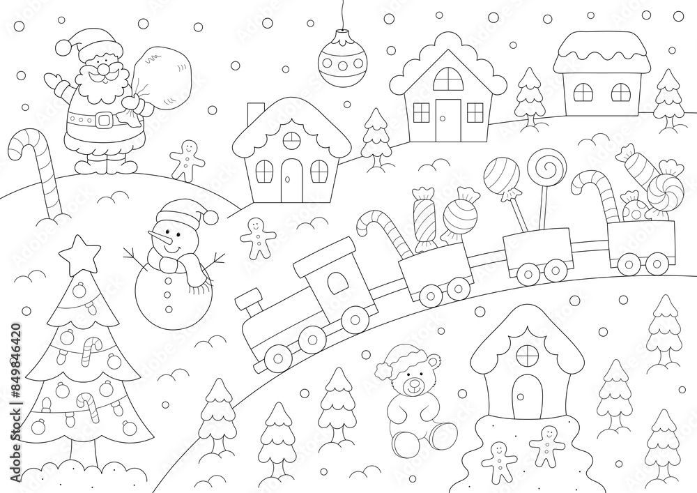 large christmas coloring page, detailed drawing for kids that you can ...