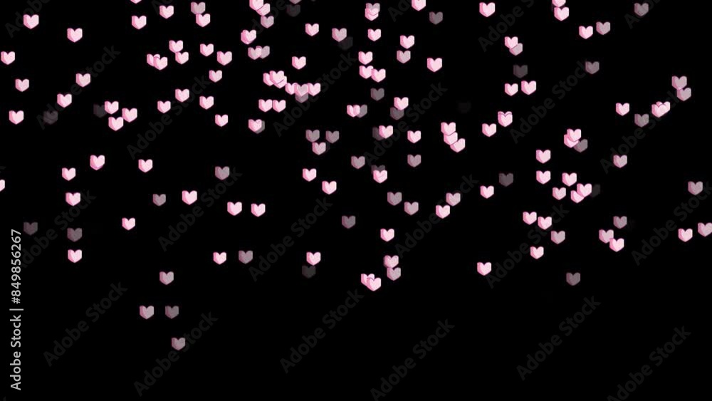 Animated Pink Heart Shape Particles Overlay Background. Alpha channel ...