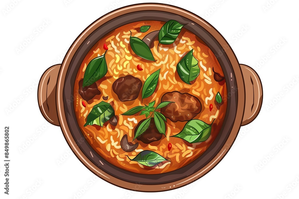 Top view of 32bit of Ghanaian Fufu in a vector cartoon style, isolate ...