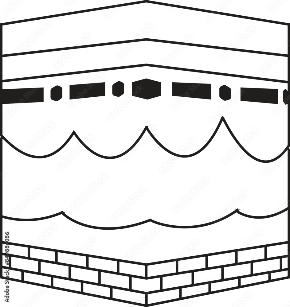 Kaaba Png Outline Icon. Holy Kaaba in Mecca Saudi Arabia, Hand Drawn ...