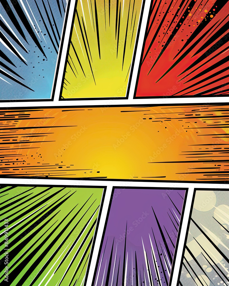 Classic comic template, bright colors, clean lines, different ...