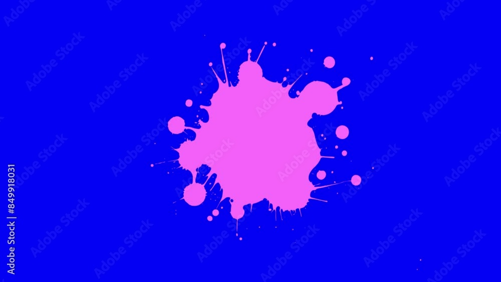 Falling drop of paint and formation of blot animation on green screen ...