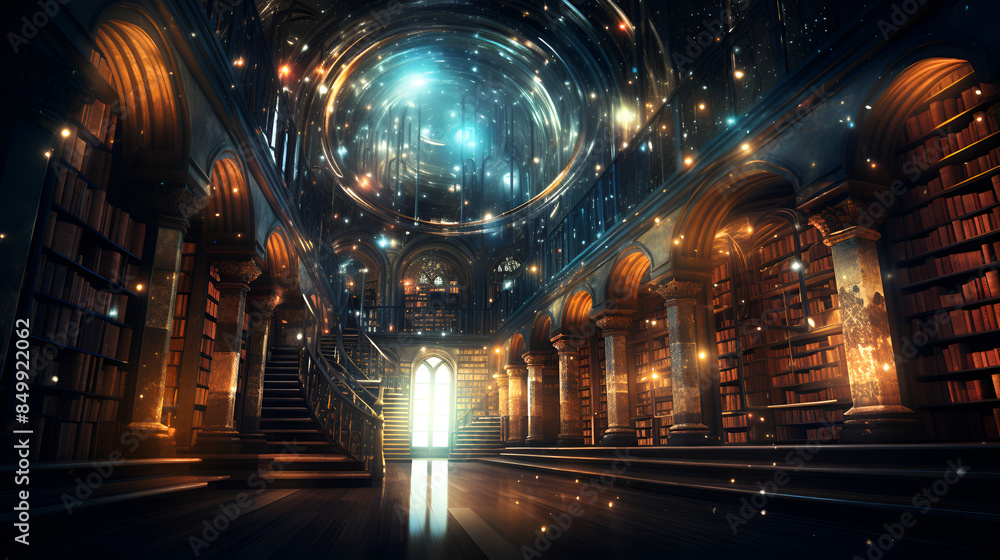 The Library of Babylon, a painting by James Taylor, depicts a grand ...