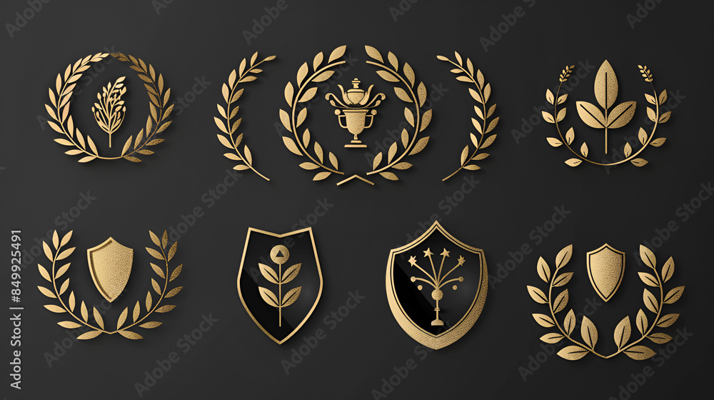 Best award Vector gold award laurel wreath set Winner leaf symbol ...