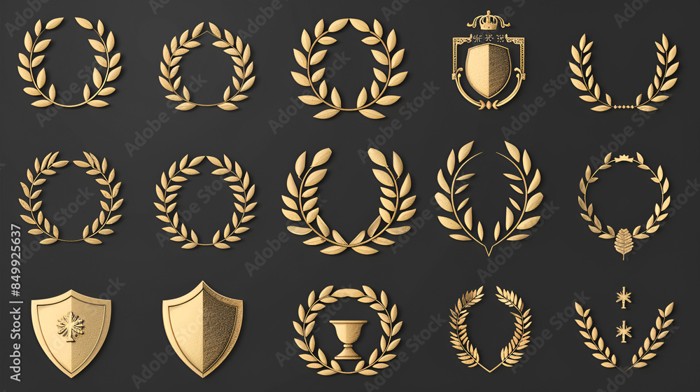 Best award Vector gold award laurel wreath set Winner leaf symbol ...