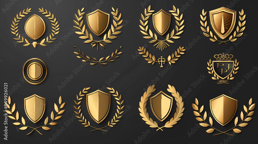 Best award Vector gold award laurel wreath set Winner leaf symbol ...