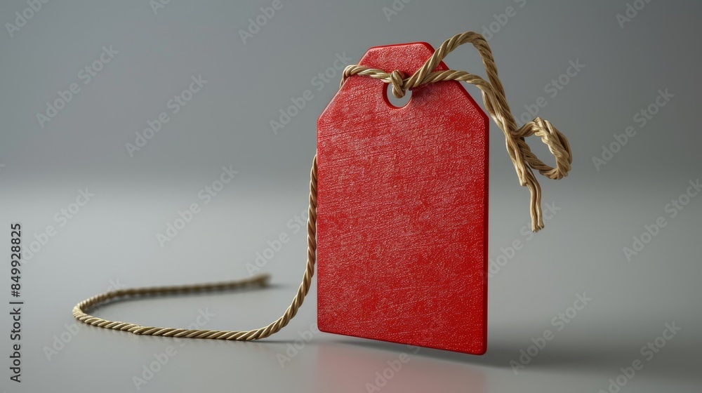 Red price tag with string, detailed 3D rendering, isolated background ...