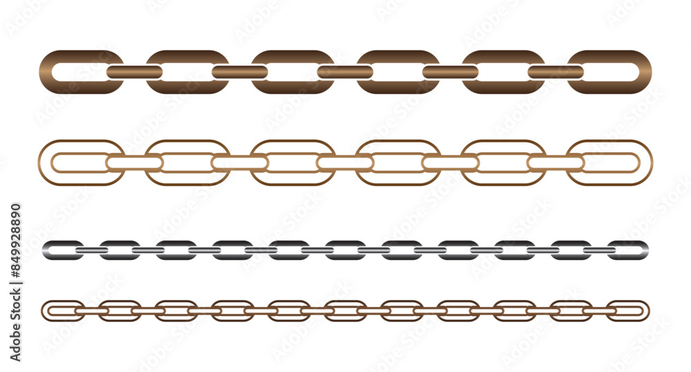 Chain icon, silhouette. Set of metal chain icon, vector, silhouette ...