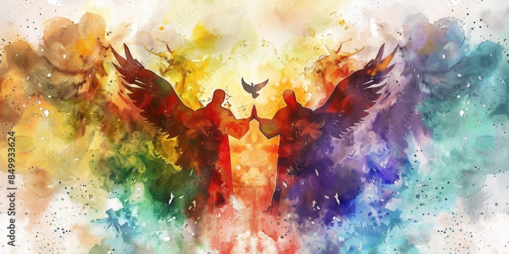The Holy Trinity: Father, Son, and Holy Spirit. Digital watercolor ...