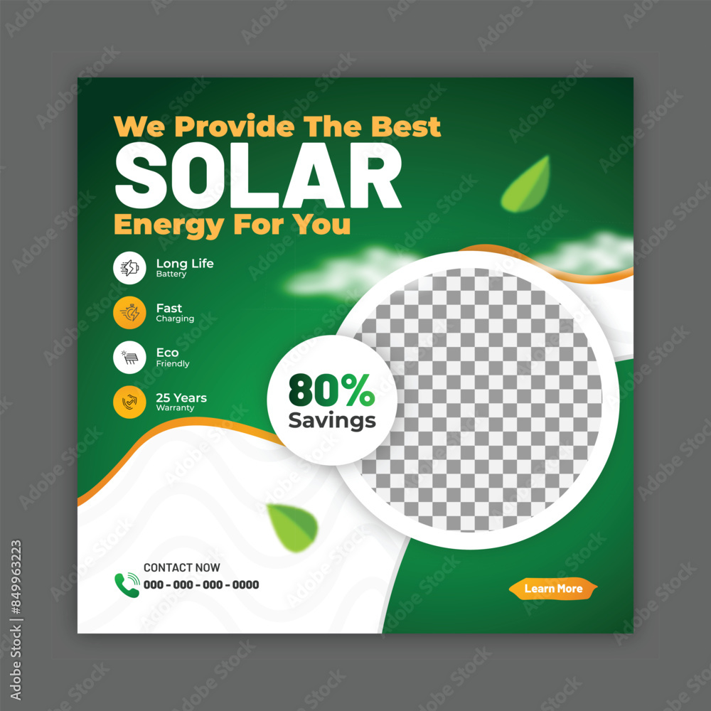solar energy social media post, banner design, suitable for Solar panel ...