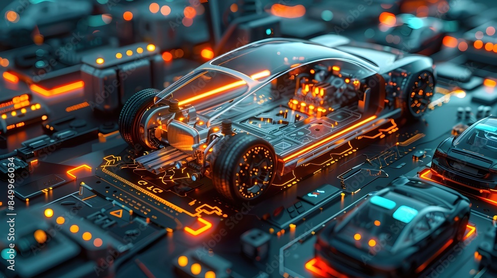 Cutting-edge electric vehicle battery swap hub featuring an array of ...