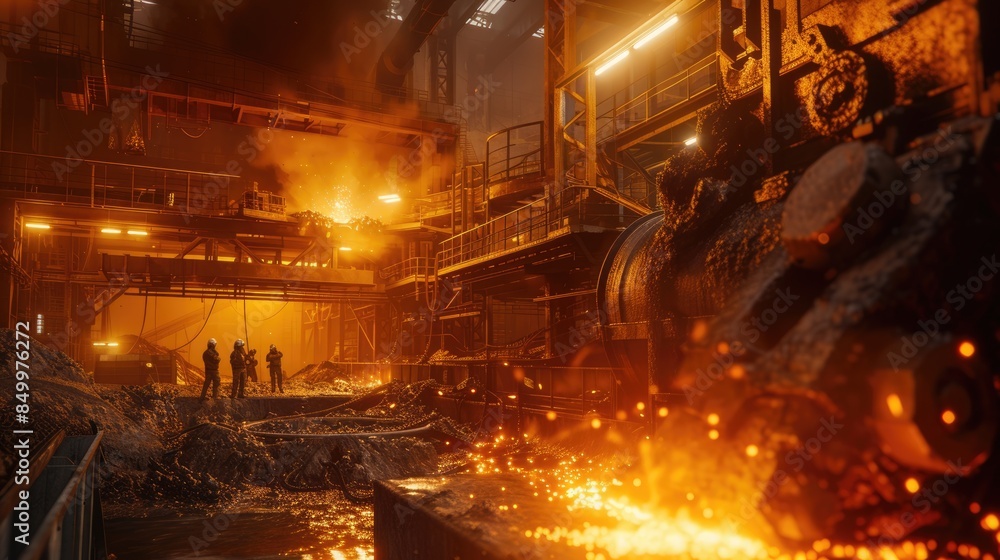 A photo of firefighter team working together to extinguish the fire at ...