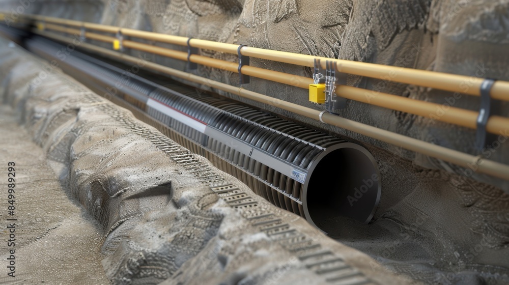 Create a cross-sectional view of an underground cable tunnel, revealing ...