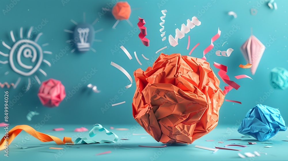 Paper ball - Crumpled sheet of free hand script writing paper isolated ...