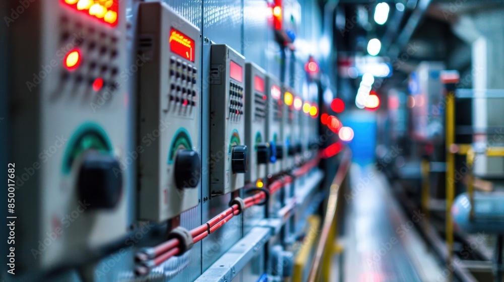 Illustrate a relay station monitoring power flow in real-time, with ...