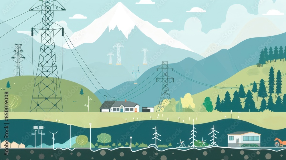 Create an infographic comparing the environmental impacts of overhead ...