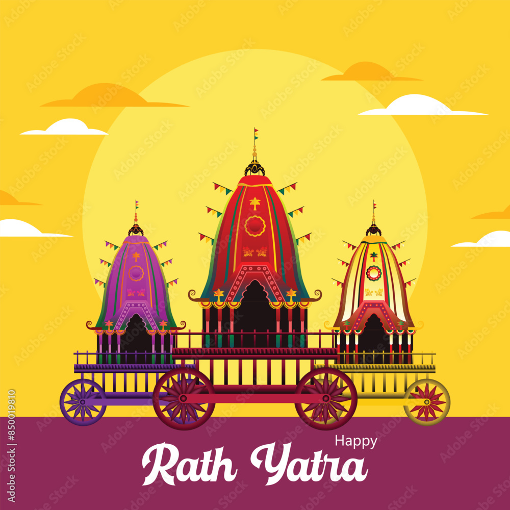 vector illustration of Rath Yatra Chariot Festival of Hindu God Lord ...