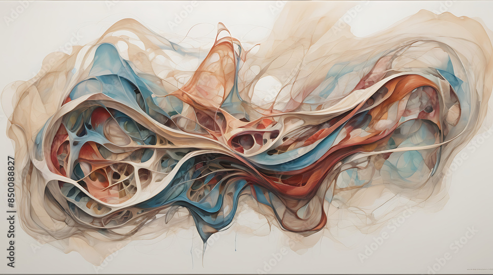 An abstract artwork inspired by human anatomy and movement, with fluid ...