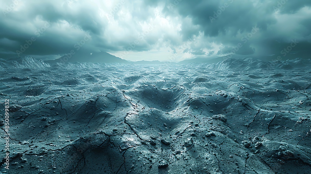 Seismic waves visible in ground, undulating earth under a stormy sky ...