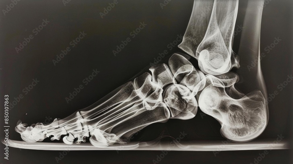 Xray of a human foot, capturing the detailed bone structure of the toes ...