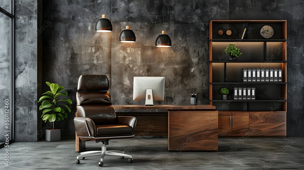 Minimalist Home Office: Depict a sleek and modern minimalist home ...