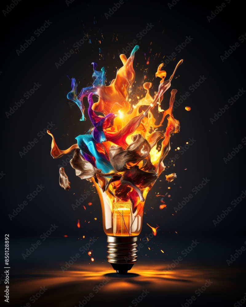 Colorful light bulb burst a creative concept for business and ...
