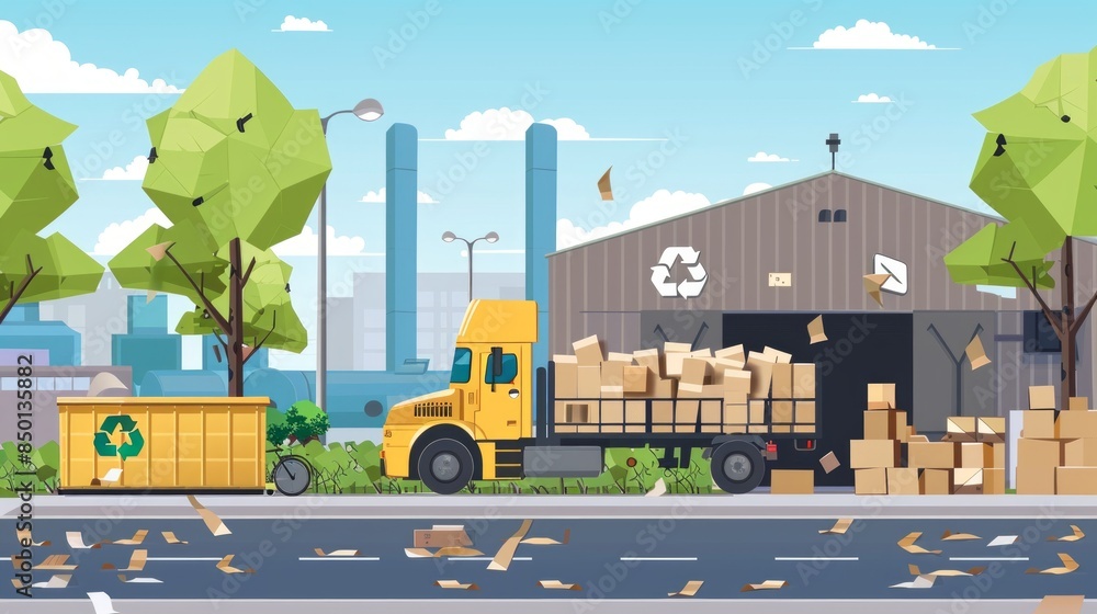 Paper Recycling Process: Create an educational image illustrating the ...