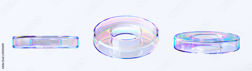 Glass liquid transparent circle rings with chromatic dispersion effect ...