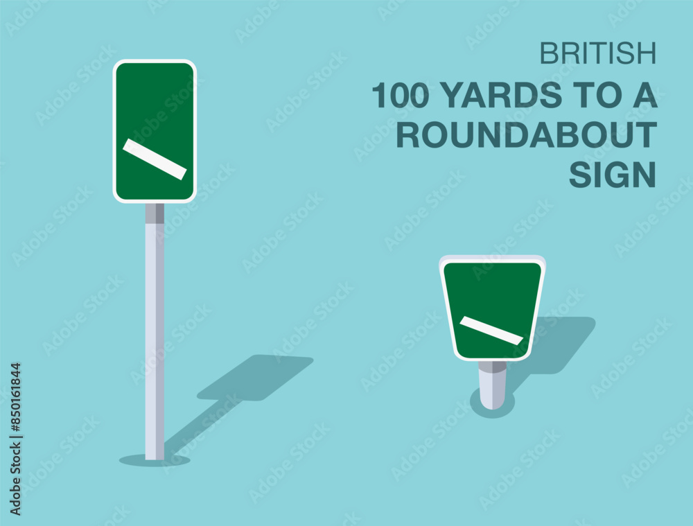 Traffic regulation rules. Isolated British "100 yards to a roundabout ...