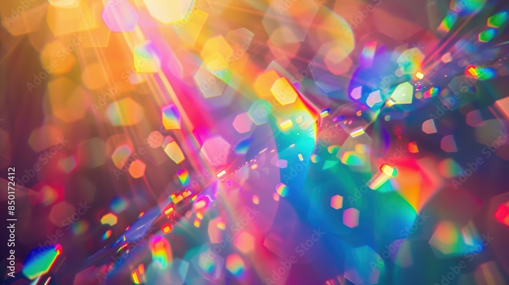 Holographic rainbow prism light reflection, lens flare with abstract ...