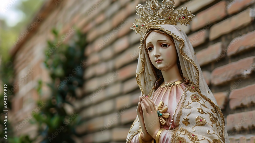A sculpture of the Virgin Mary, known as Our Lady of F√°tima and the ...