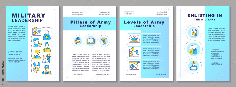 Military leadership brochure template. Combat training. Leaflet design ...