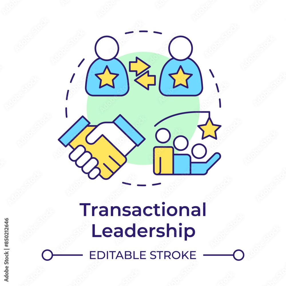Transactional leadership multi color concept icon. Experience exchange ...