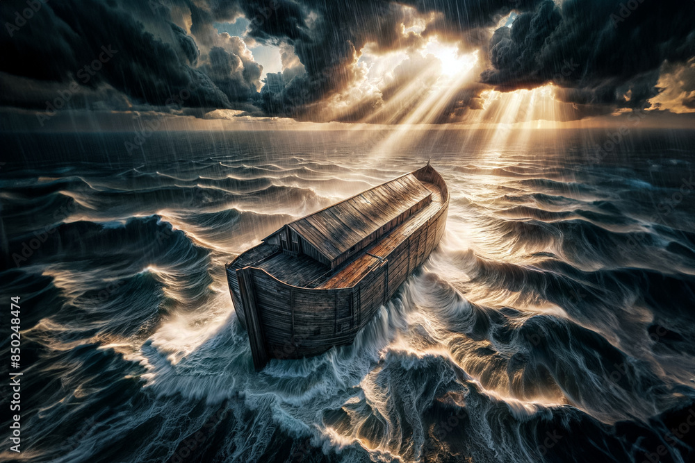 Noah's Ark During the Great Flood of Genesis Stock Photo | Adobe Stock