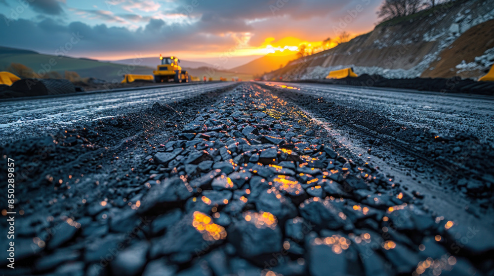 Civil engineers from a road construction supervision team meticulously ...