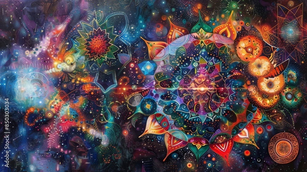 Mystical symbols and sacred geometry representing Latin American ...