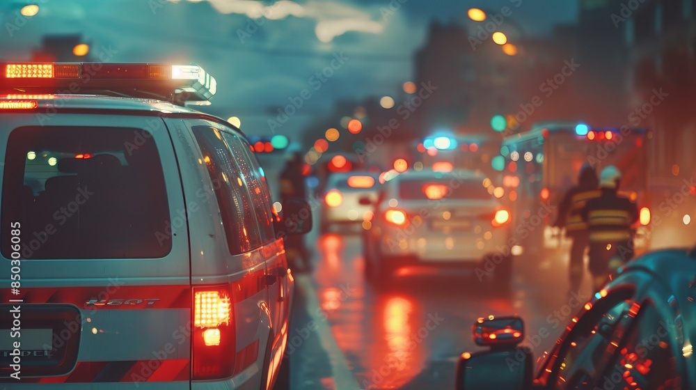 Paramedic Responding to an Emergency: In an ambulance, a paramedic ...