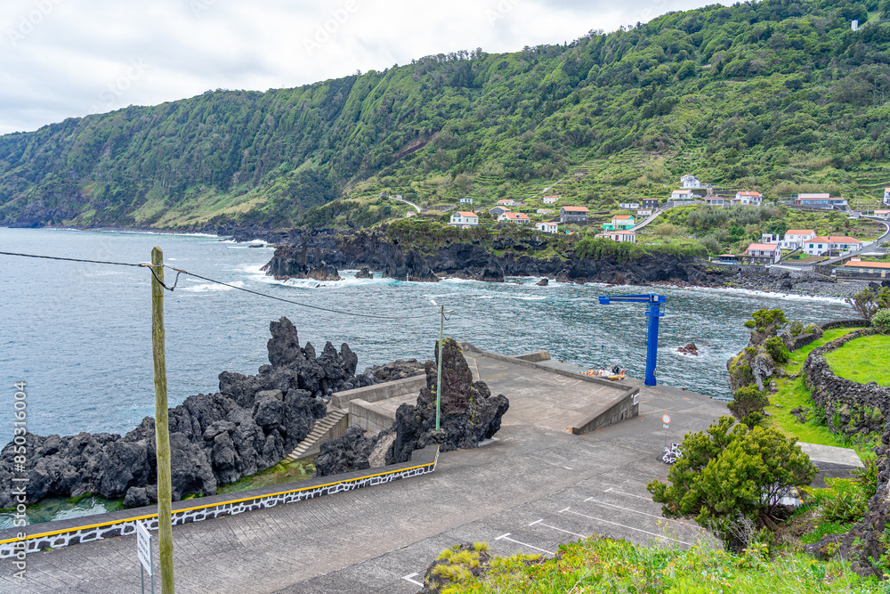 Norte Grande fishing port in Faja do Ouvidor, leisure bathing area. São ...