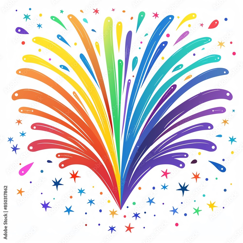 A pride rainbow fireworks clipart, Pride Day element, vector ...