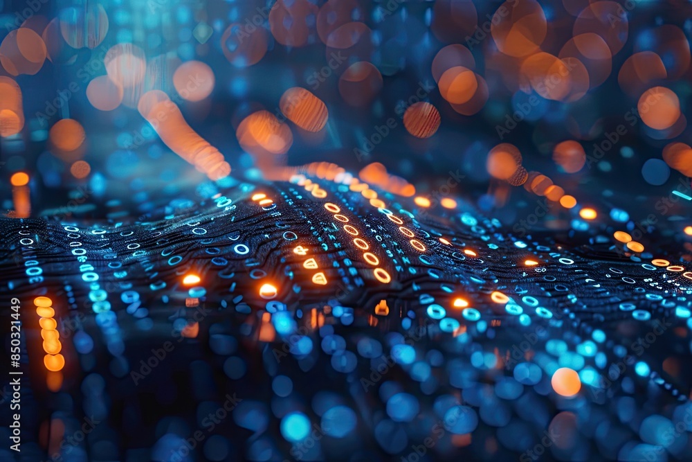 Binary Code Cybersecurity Digital Footprints Emphasize The Value Of Cybersecurity And