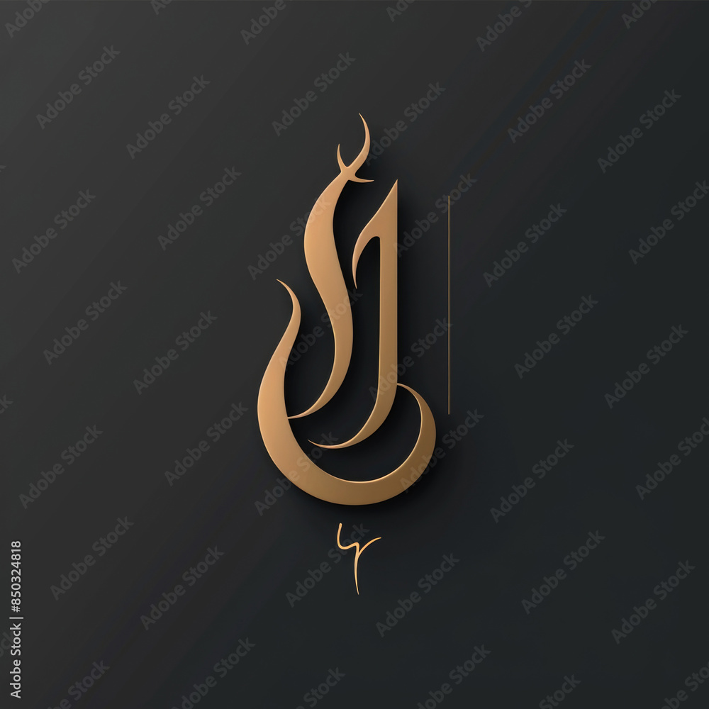 Elegant Arabic Calligraphy Design on Dark Background, Gold and Black ...