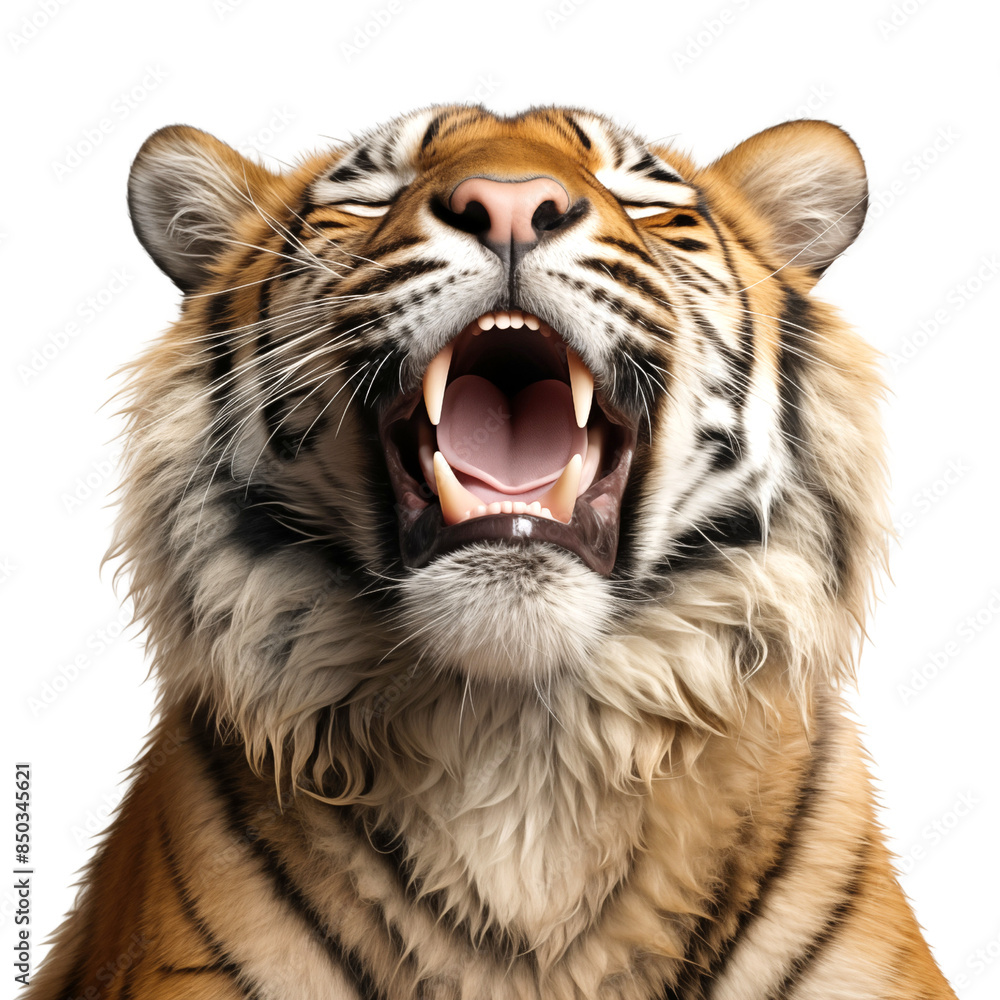 Cute Smile of Small Bengal Tiger isolated on a transparent background ...