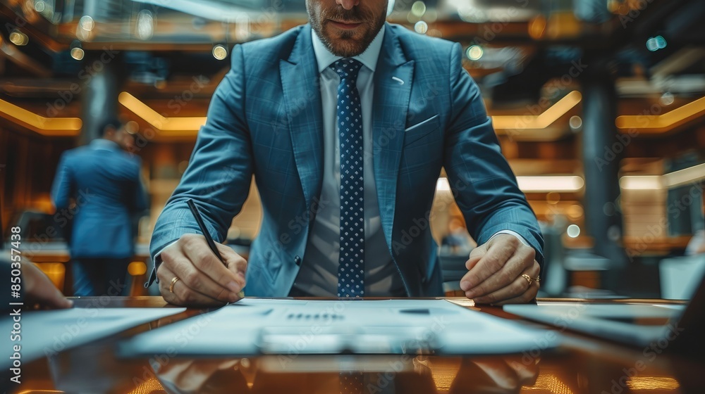 Investment banker (financial advisor) in a businesspeople working in a ...