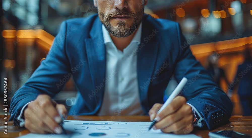 Investment banker (financial advisor) in a businesspeople working in a ...