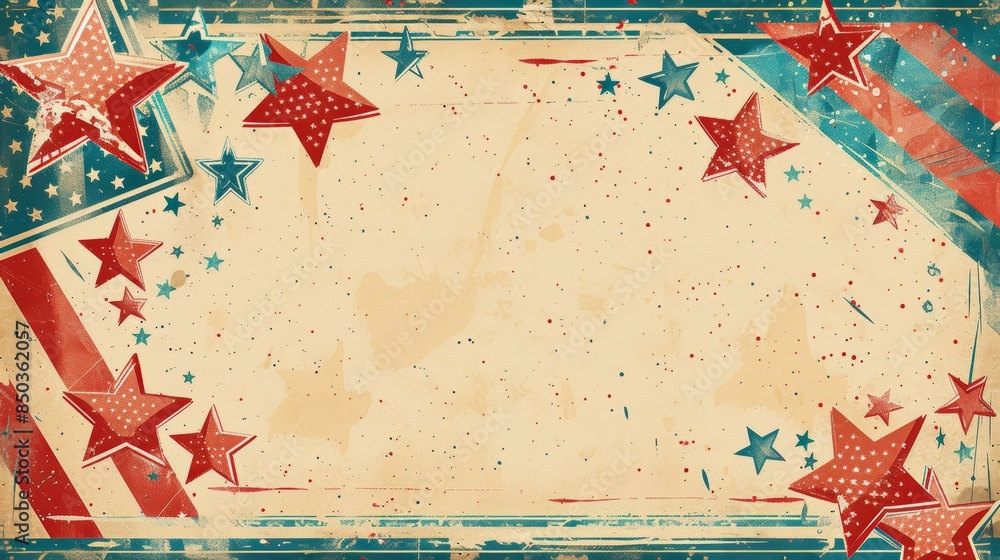 Vintage patriotic background with red, white, and blue stars and ...