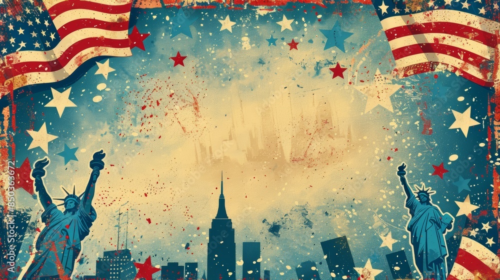 Patriotic American background with a vintage, grunge aesthetic ...