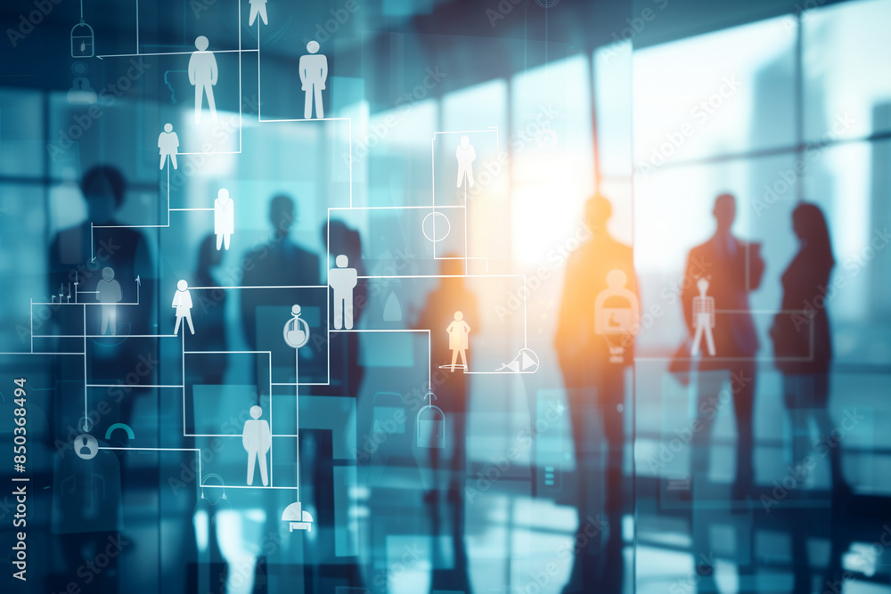 The detailed organizational infrastructure diagram projected on a ...